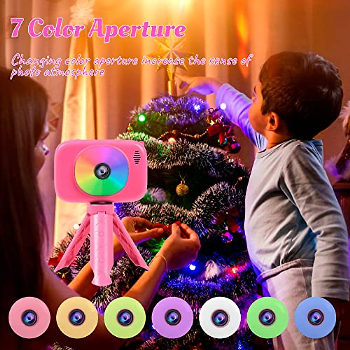 seanme Selfie Camera for Kids with 32GB Card, 40MP & 1080P HD Kids Digital Camera Toys for 3-8 Year olds, Birthday & Christmas Gifts for 3 4 5 6 7 8 9 10 Year Old Girls (Pink)