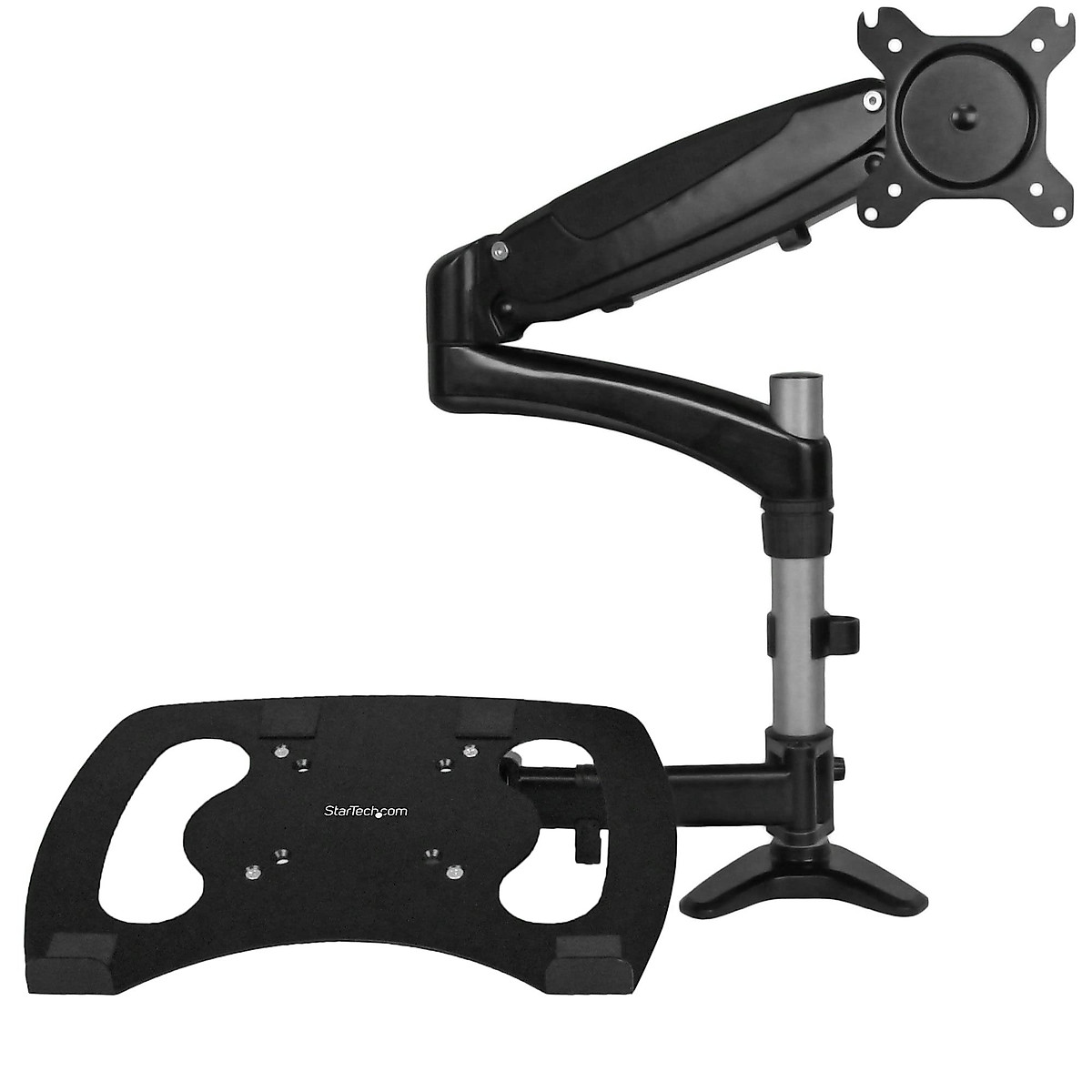 StarTech.com Laptop Monitor Stand - Computer Monitor Stand - Full Motion Articulating - VESA Mount Monitor Desk Mount (ARMUNONB)