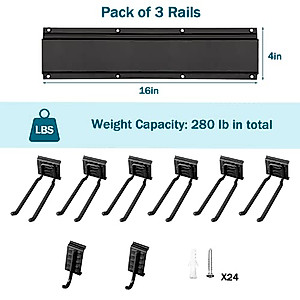 WMK Garage Tool Organizer Wall Mount, 11 PCS Garden Tool Rack with 8 Adjustable Heavy Duty Storage Hooks, Aluminum Tool Storage Racks 48 Inch, Max Load to 280lbs