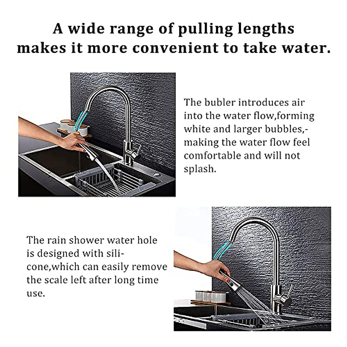 Kitchen Faucet with Pull Down Sprayer Brushed Nickel, High Arc Single Handle Kitchen Sink Faucet Without Deck Plate, Commercial Modern Stainless Steel Kitchen Sink Faucet (Brushed Nickle)