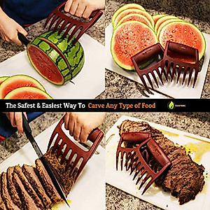 Cave Tools Talon-Tipped Meat Claws for Shredding Pulled Pork, Chicken, Turkey, and Beef- Handling & Carving Food - Barbecue Grill Accessories for Smoker, or Slow Cooker - Merlot