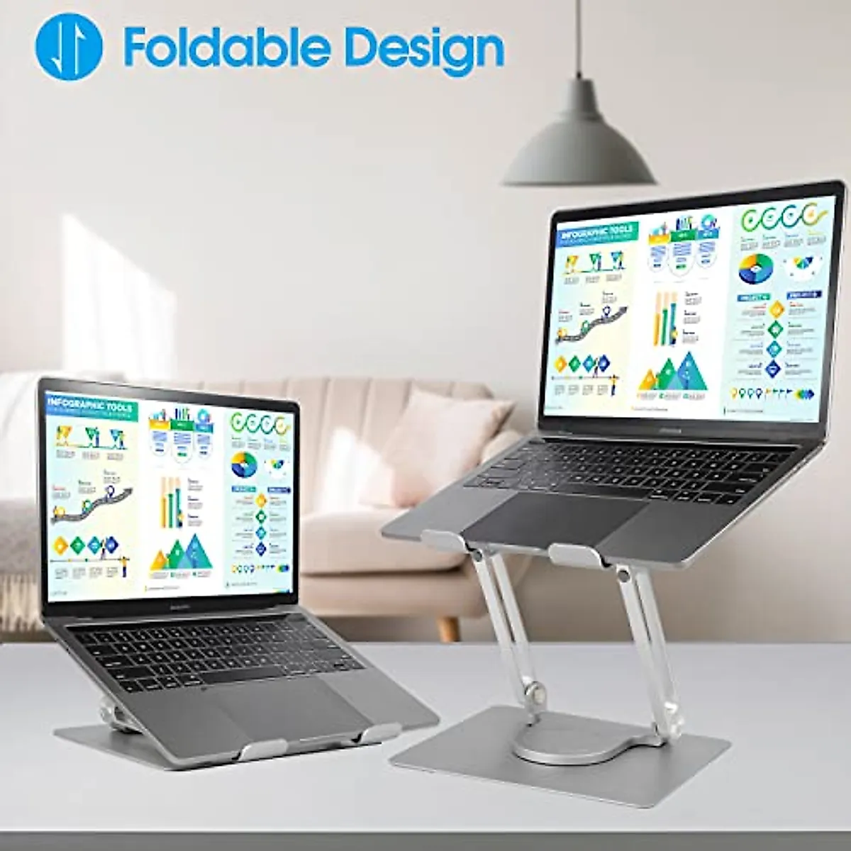 Rotatable Laptop Stand,Smvchen Newest Laptop Stand with 360°Rotating Base Ergonomic Laptop Riser for Collaborative Work Dual Rotary Shaft Fully Foldable for Easy Storage Fits for All 11-17.3" Laptops