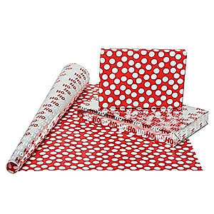 American Greetings 80 sq. ft. Reversible Christmas Foil Wrapping Paper Bundle, Red, Black and Silver, Candy Cane Stripe, Snowmen and Santa Belt (4 Rolls 30 in. x 8 ft.)