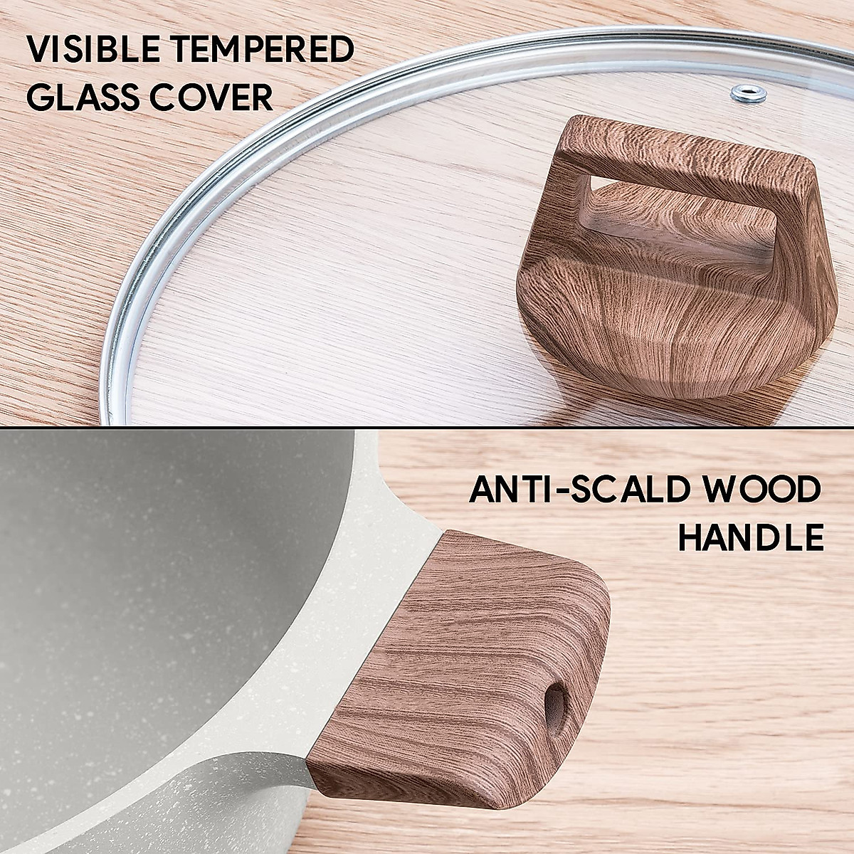 ITSMILLERS Nonstick Die Casting Stock Pot,6Qt Elegant Aluminum Ceramic Casserole with Lid, Induction Bottom