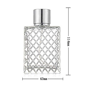ConStore 2pcs 100ml Square Grids Carved Perfume Bottles Clear Glass spray bottle Empty Refillable fine mist Atomizer Portable Travel Cologne Atomizers Fragrance Containers Sprayer for Party Home