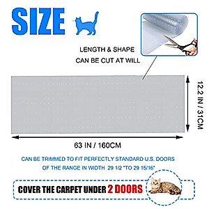 5.2Ft Cat Carpet Protector,Cat Carpet Protector for Doorway,DIY Non Slip Carpet Protector for Pets,Easy to Cut, Carpet Protector Stop Cats from Scratching Carpet at Doorway
