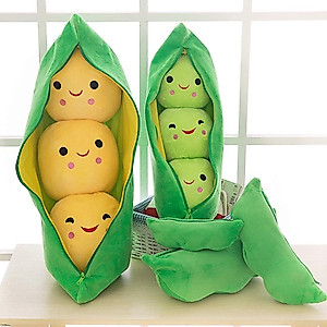 Giant Peas in A Pod Plush Toy Pea Pod Pillow Cute Pea Stuffed Toys Plant Doll Various Sizes (Green Beans,15.7''/40cm)