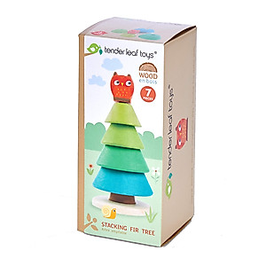 Tender Leaf Toys - Stacking Fir Tree - Wooden Tree Top Sorter and Stacker - Educational Toy for 18m+