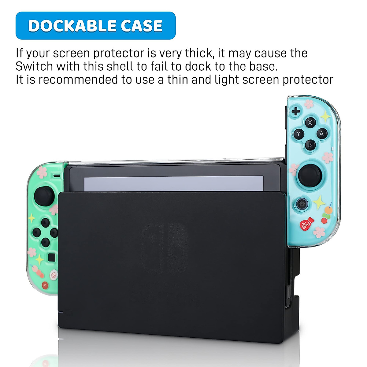 Cute Dockable Case for Nintendo Switch, FANPL Cover Case Compatible with Switch Console and Joy Con Controller, Comfortable Hard PC Shell, Blue Switch Skin Accessories for Girls - Cute Cuisine Pattern