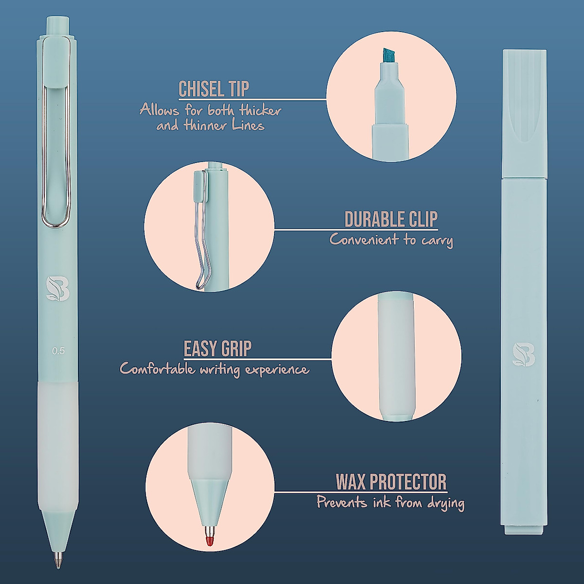 BLIEVE - Aesthetic Highlighters and Gel Pens With Soft Ink And Tip, Bible Highlighters and Pens No Bleed, Dry Fast Easy to Hold, for Bible Journaling Planner School Supplies (Pastel)