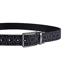 Calvin Klein Men's Reversible Belt, Black/Black, Medium (34-36)