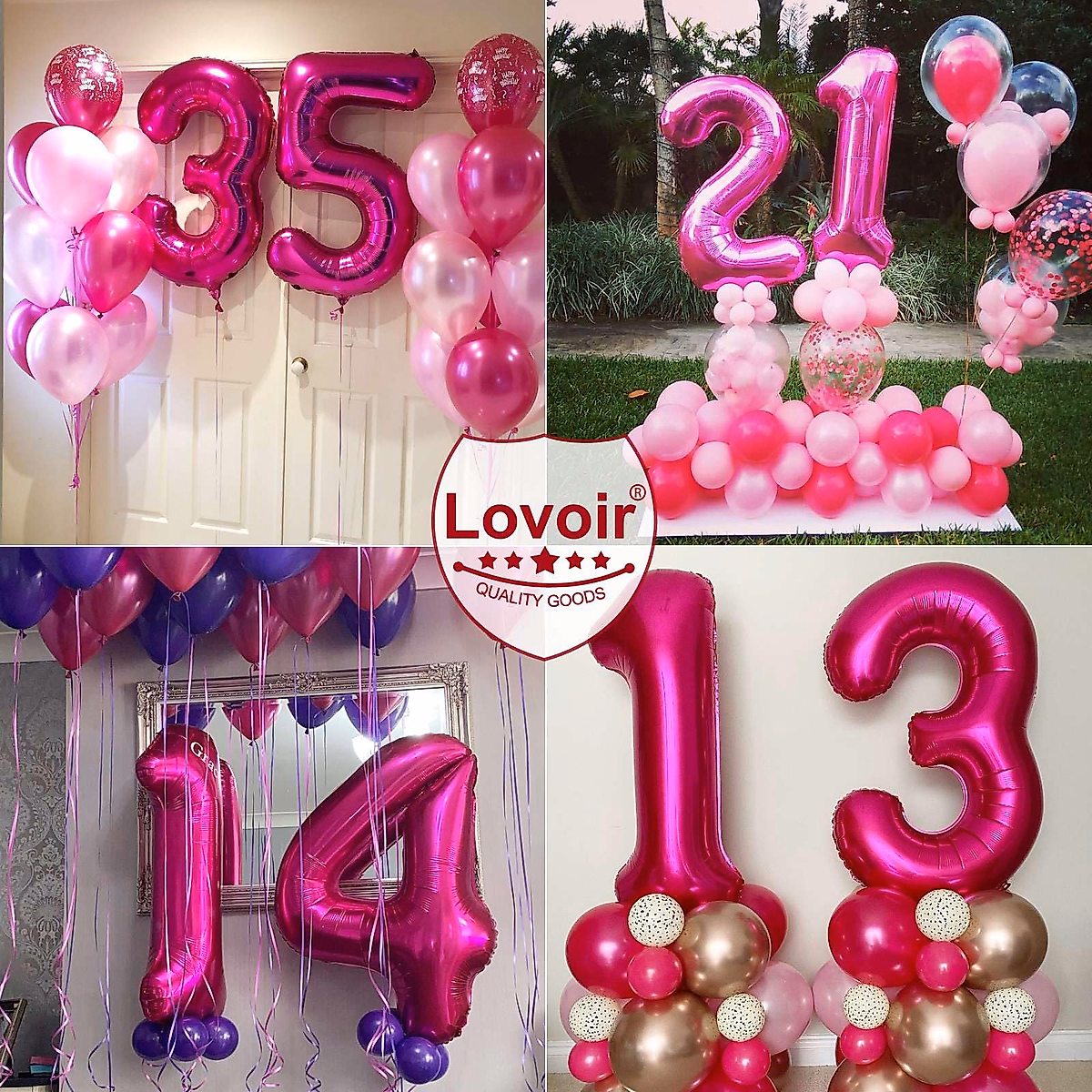 Lovoir 40 Inch Hot Pink 31 Number Balloon 13 Large Size Jumbo Digit Mylar Foil Helium Hot Pink Balloons for 13th 31st Birthday Party Celebration Decorations Graduations Anniversary Supplies