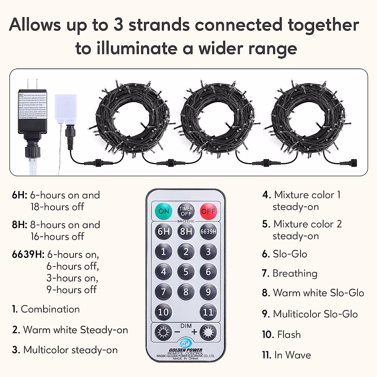 BlcTec Christmas Lights 300 LED 108FT Color Changing Christmas Tree Lights with Warm White & Multicolor, 11 Modes, Waterproof and Connectable Christmas String Lights with Remote for Xmas Decorations