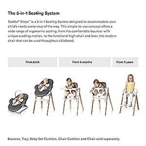 Stokke Steps Baby Set, White - Transform Stokke Steps Into Comfortable High Chair - Suitable for Baby from 6 Months - Includes 5-Point Safety Harness - Tool Free, Adjustable & Ergonomic