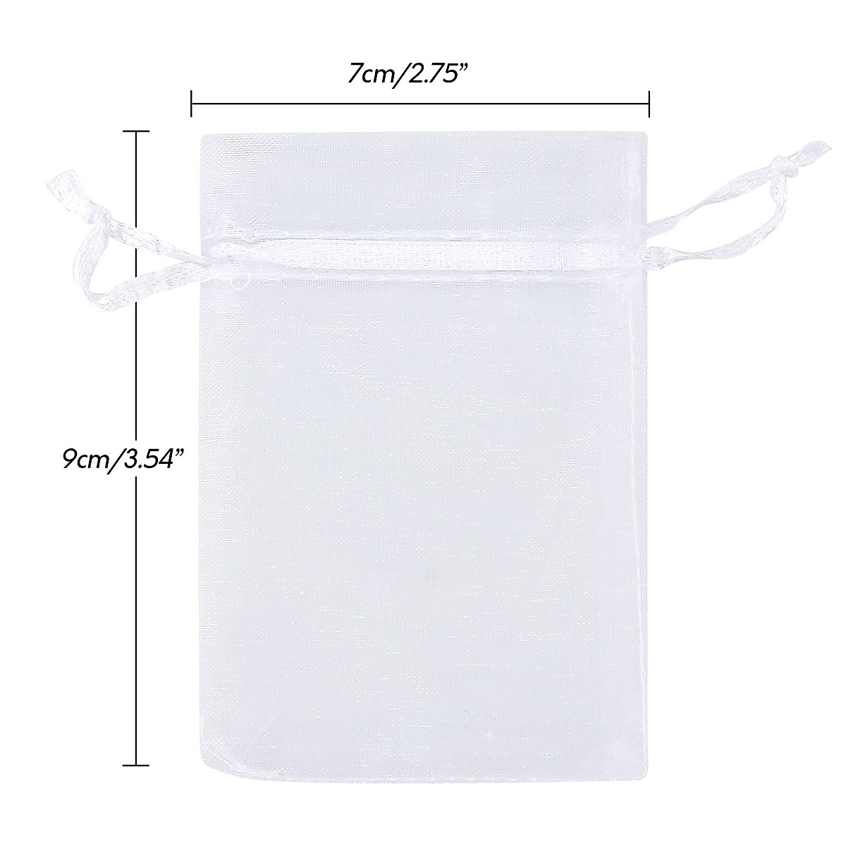 joycraft 50Pcs Organza Bags, 2x3 inch Gift Favor Bags, White Wedding Favor Bags, Jewelry Pouches with Drawstring, Mesh Bags Drawstring for Jewelry, Festival, Makeup, Candy, Desserts