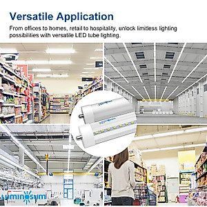 LUMINOSUM T8/T10/T12 LED Tube Light 8 Foot 40W, 80W Equivalent, Single Pin FA8 Base, Dual-End Power Ballast Bypass, Frosted Cover, Daylight 5000k, ETL Certified, 20-Pack