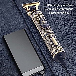 Hair Clippers for Men, Hair Trimmer T Blade Trimmer Zero Gapped Trimmer, Cordless Rechargeable Beard Trimmer Shaver Hair Cutting Kit (Gold)