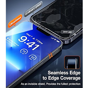 UltraGlass UNBREAK TOP 9H+ Glass for iPhone 13 Pro Max Screen Protector Glass [Military SGS Shatterproof & Longest Durable] Full Screen Protector 13 Pro Max Tempered Glass, Anti-fingerprint, 2 Packs