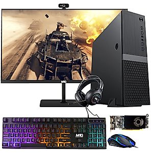 Gaming Desktop PC Intel Core i5 8th Gen, TechMagnet Heera, RX 550, 16GB RAM, 1TB SSD | 3TB HDD, MTG New 24 Inch Monitor, RGB Keyboard Mouse, Headphone, Webcam, Win 11 (Renewed)