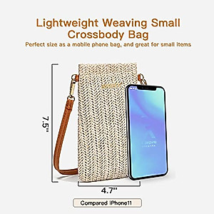 MTOTECH Women Small Straw Woven Crossbody Bag Mini Summer Beach Wallet Cell Phone Purse Travel Vacation Shoulder Bags