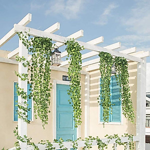 ZWYOQI 168 feet Artificial Vines Greenery Garland Fake Hanging Leaves Faux Foliage Plants for Wedding Party Garden Home Kitchen Office Wall Decorations (Watermelon/24 Strands)