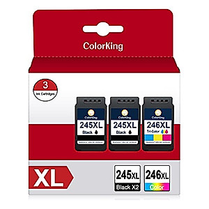 ColorKing Compatible Ink Cartridge Replacement for Canon 245XL 246XL PG-245XL CL-246XL 243xl 244xl for PIXMA MX492 MX490 MG2522 MG2922 MG2520 MG2420 TR4520 MG2920 TS3300 TS3122 TS3100 Printer (3 Pack)