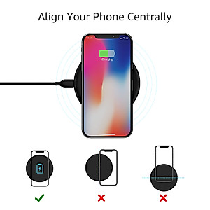 Amazon Basics 10W Qi Certified Wireless Charging Pad (No AC Adapter), Black