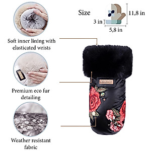 Warm Muff Stroller Gloves, Wind and Watert-Resistant, with Universal Fit, Kids Baby Pram Stroller Accessory, Anti-Freeze Gloves, Best for Freezing Cold Winter Conditions, Spring Blossom