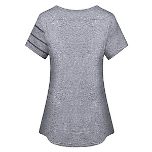AxByCzD Running Shirts Women Workout Yoga Short Sleeve Tops Crew Neck Gym Casual Jogging Pilates Summer SportwearGrey Medium