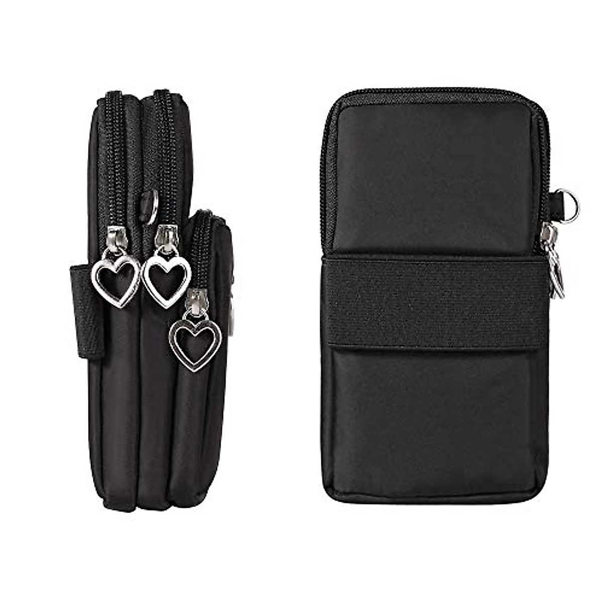 Women Nylon Cell Phone Purse Travel Crossbody Bag Wristband Sport Armband Wallet For Galaxy S10 Plus S9 Plus A50 A7 J7 Prime J7 V J7 Pro J4, Moto G7 Z4 Z3 G6 E5 Play, HTC U12 Plus, OnePlus 6T (Black)