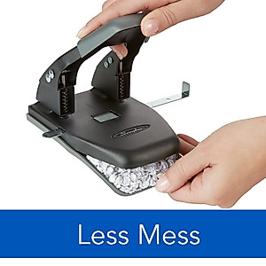 Swingline 2 Hole Punch, Comfort Handle Two Hole Puncher, 28 Sheet Punch Capacity, 50% Reduced Effort, Includes Alignment Guide, Black (74050)