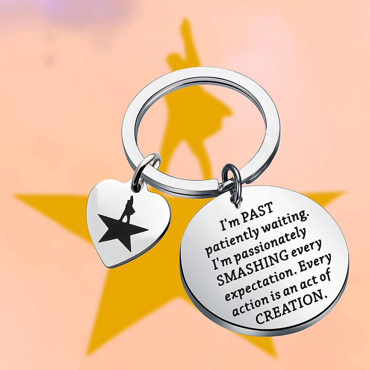 bobauna Hamilton Inspired Gift Hamilton Musical Keychain Broadway Jewelry For Musical Lover Fans (PAST patiently waiting keychain)
