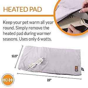 K&H Pet Products Heated Thermo-Kitty Mat, Indoor Heated Cat Bed, Pet Heat Pad for Indoor Cats and Small Dogs, Cat Heating Pad, Electric Thermal Warming Cat Bed Mat, Gray 12.5 X 25 Inches