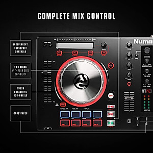 Numark Mixtrack Pro 3 | All In One 2 Deck DJ Controller for Serato DJ Including an On board Audio Interface, 5 inch High Resolution Jog Wheels and Serato DJ Intro & Prime Loops Remix Tool Kit