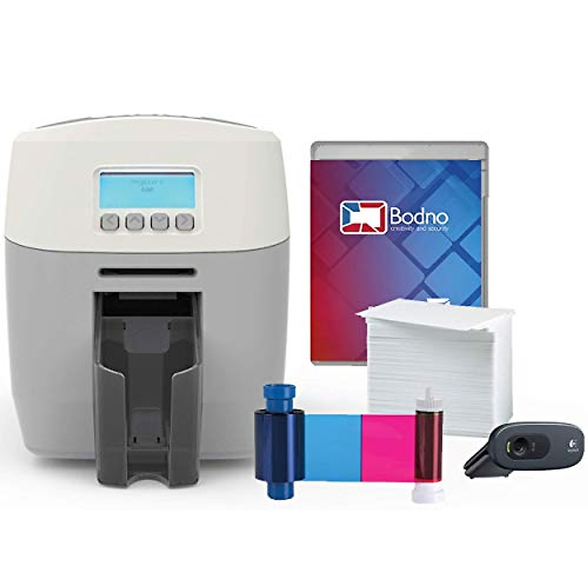 Magicard 600 Dual Sided ID Card Printer & Complete Supplies Package with Bodno ID Software - Gold Edition