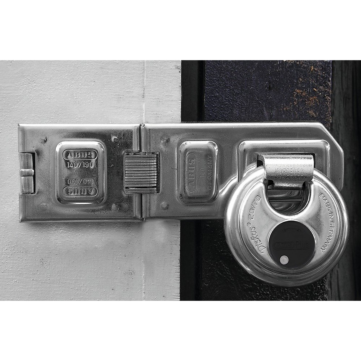 ABUS Diskus 20/80 Heavy Duty Stainless Steel Disk Padlock - Rustproof Circle Storage Lock with 7/16" Shackle - Made in Germany - Keyed Different