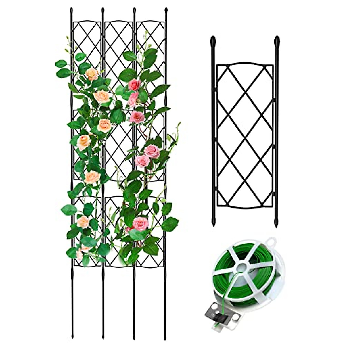 MYard Upgraded Garden Trellis for Climbing Plants, 64"x18" Plant Frame for Potted Plants with Twist Tie, Plant Support Screen Trellis for Flowers Vine Vegetable Indoor Outdoor