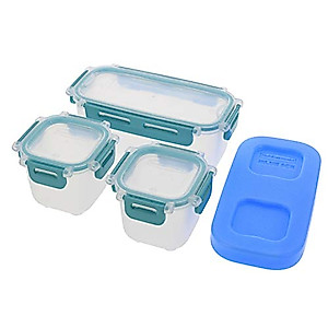 Rubbermaid Lunch Blox Snack Kit - Lunch Box Food Containers - Comes with 1 Ice Pack, 2 Small, and 1 Long Container - Great for Kids Snacks, School Lunches, and Adult Meal Prep - Blue