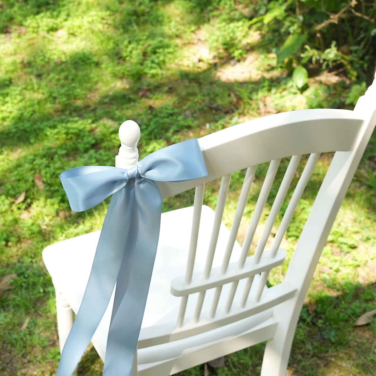 DINDOSAL Dusty Blue Ribbon for Christmas Tree Thick Double Face Satin Ribbon 2 Inch French Blue Silk Ribbon for Wedding Bridal Bouquet Crafts- 25Yards