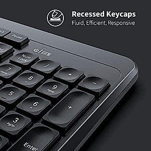 Wireless Keyboard and Mouse Combo, 2.4G Full-Sized Ergonomic Computer Keyboard with Wrist Rest and 1600 DPI Wireless Noiseless Mouse for Windows, PC, Laptop, Windows XP/7/8/10 (Black)
