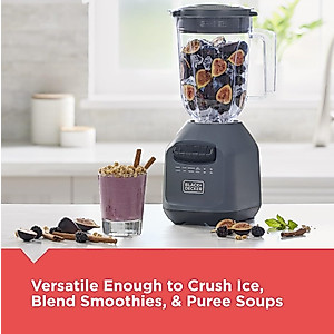 Black & Decker Ice Crush Blender with 56 Ounce (7 Cup) PerfectPour Plastic Jar, Powerful 6-tip Stainless Steel Blade, 8-speeds plus Pulse, 750 Peak Watts of power