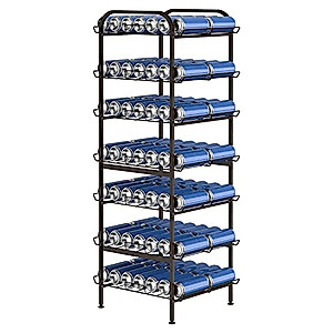 smusei Water Bottle Organizer 7 Tier Free Standing Vertical Metal Water Bottle Rack Shelf Adjustable Water Bottle Beverage Drink Stand Holder for Kitchen Pantry Food Storage, Bronze