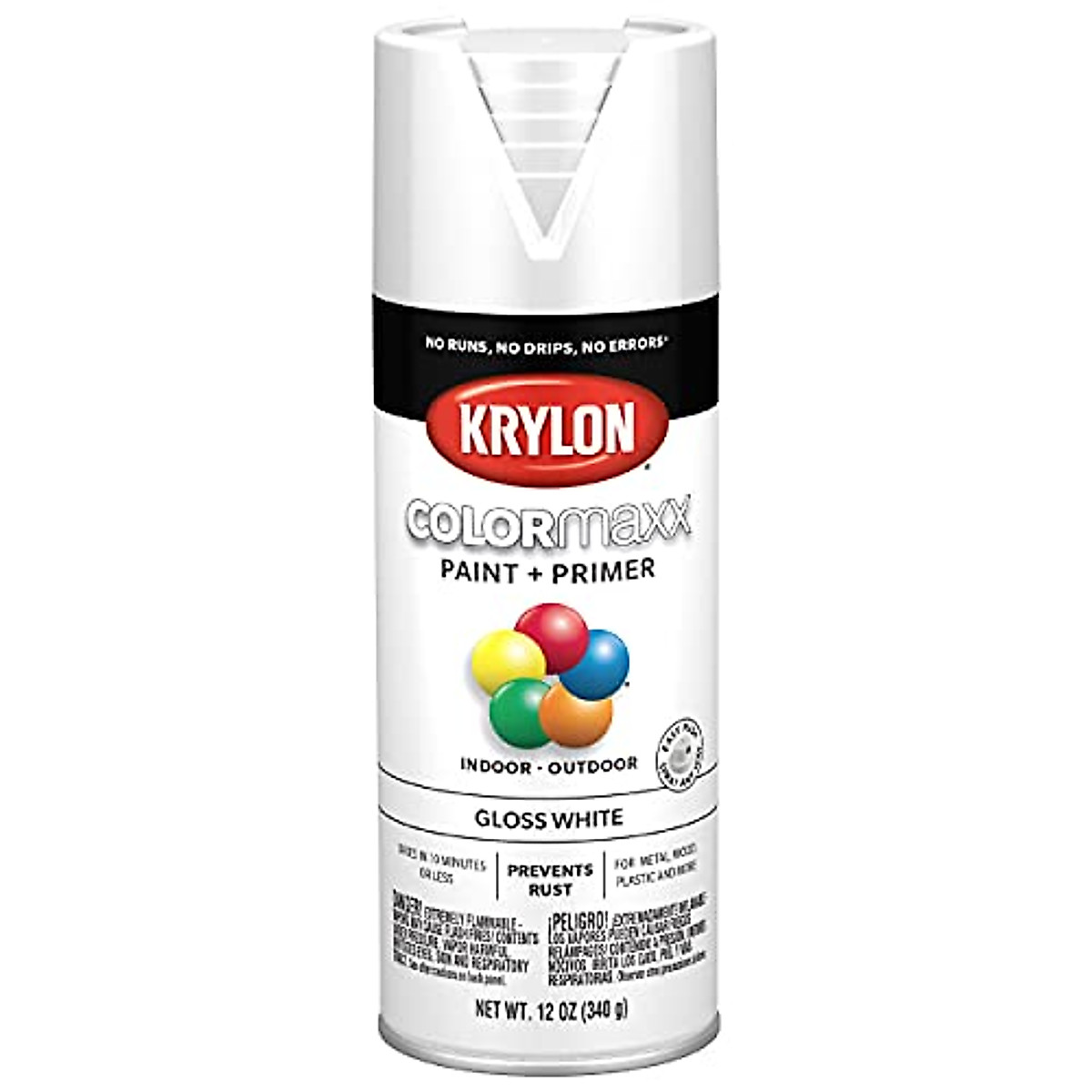 Krylon K05545007 COLORmaxx Spray Paint and Primer for Indoor/Outdoor Use, Gloss White 12 Oz (Pack of 1)