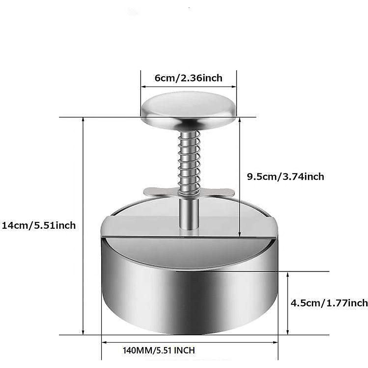Hanerk XL Burger Press 5 1/2" inch Patty Maker, Easy to Clean Dishwasher Safe, Stainless Steel, 5 1/2 inch Diameter Burger Patty, Grill Tool, Patty Maker, Mold, Thin or Thick