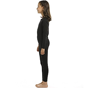 Girls Thermal Underwear Set Kids Long Johns Fleece Lined Base Layer Black Large