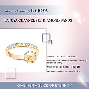 La Joya 1/2 CT TW Certified Lab Created Diamond Rings for Women - Solid 10k Yellow Gold Channel Set Wedding Band, Anniversary Band, Promise Ring And Stackable Band - Women's Ring Size 8.5