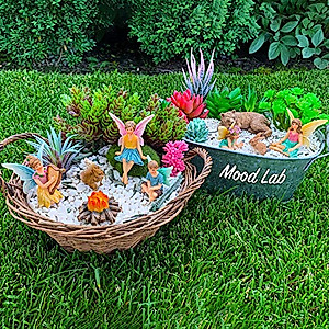 Mood Lab Fairy Garden - Miniature Fairies Figurines Accessories - Camping Kit of 9 pcs - Set for Outdoor or House Decor