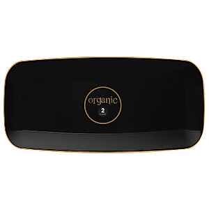 Blue Sky Organic Rectangle Black with Gold Rim Tray - 10.6" | 2CT Reusable & Disposable Stylish Plastic Serveware
