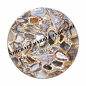 27" Agate Table, Round Coffee Table, Blue Grey Mix Agate Table Top, Agate Coffee Table, Agate Side Table, Round Table, Stone Table. Grey Agate Geode Table