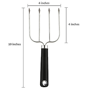 Turkey and Poultry Lifter Fork, Set of 2 Stainless Steel Cooking Roasting Carving Meat Forks Tools Heat-resistant for BBQ Barbecue Grilling Smoking Transport Turning